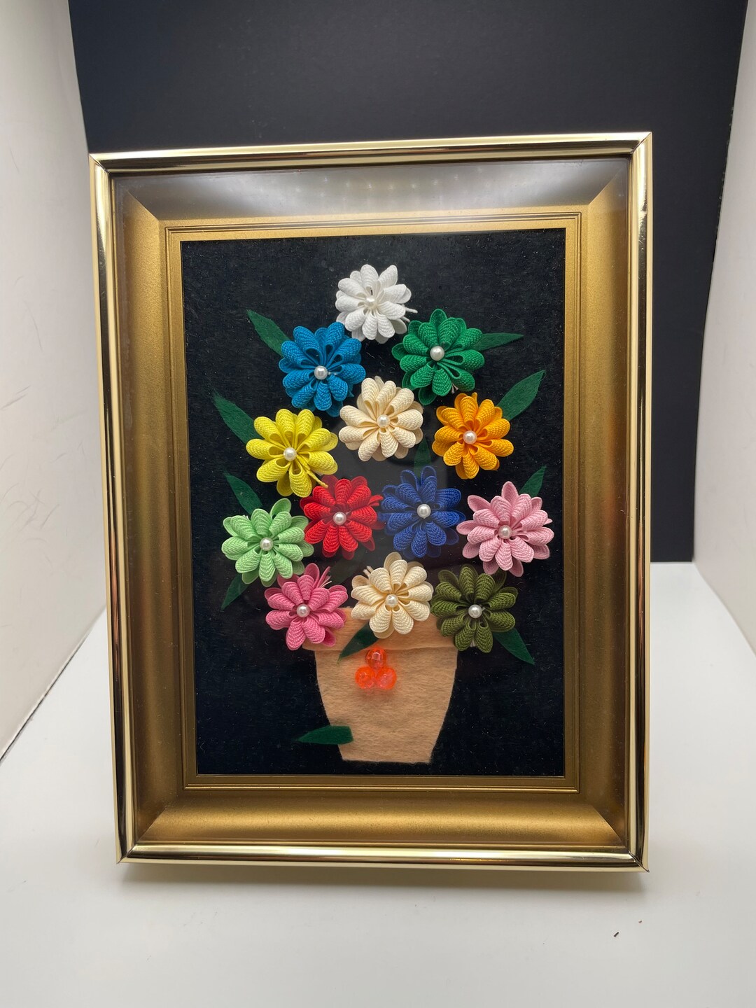 Vintage Fabric Quilled Floral Wall Hanging - Etsy