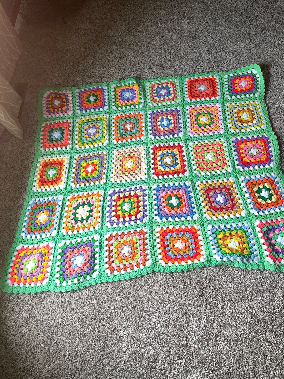 Granny Square Afghan Etsy