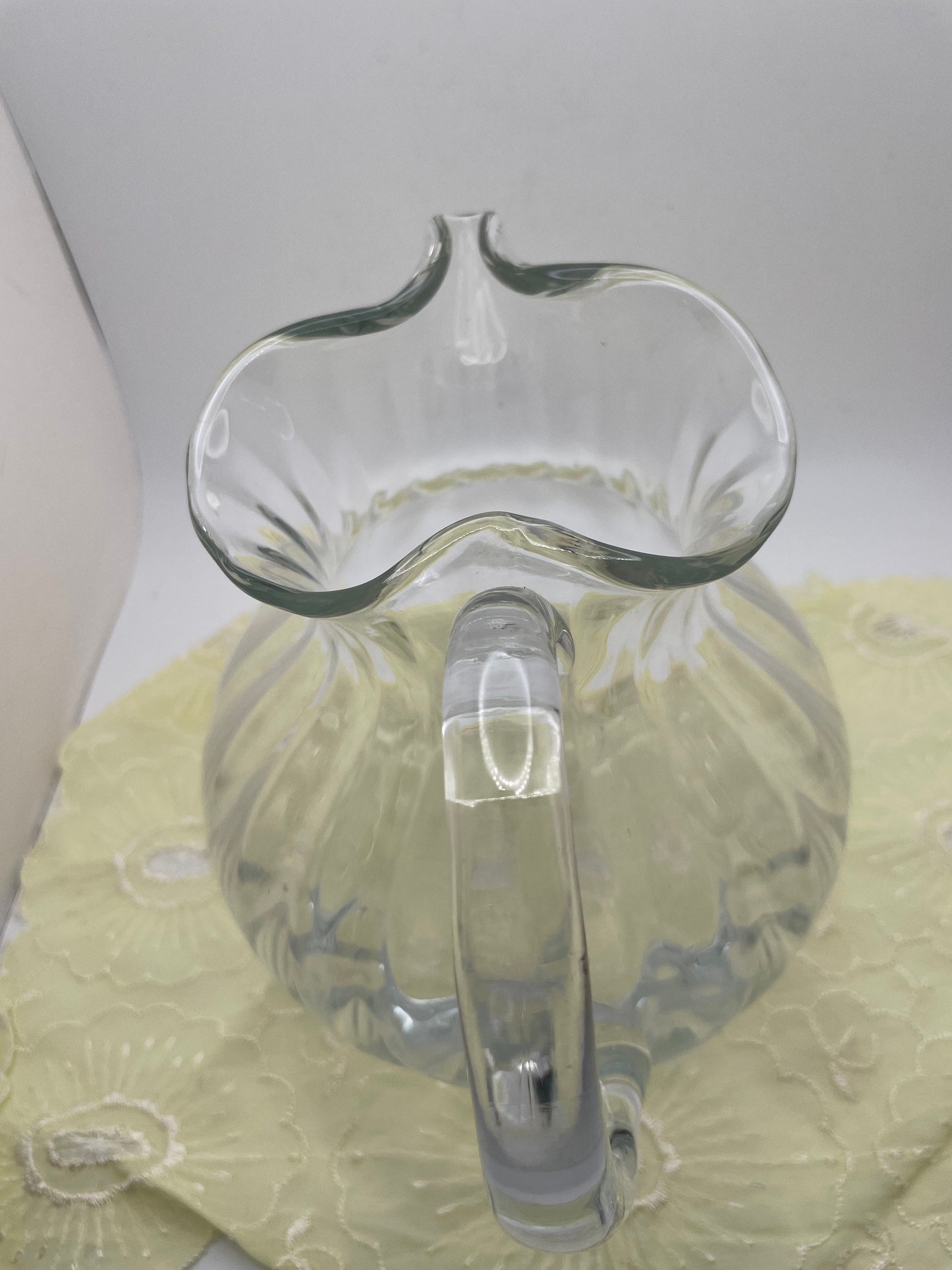 Hand Blown Ribbed Glass Pitcher - Etsy