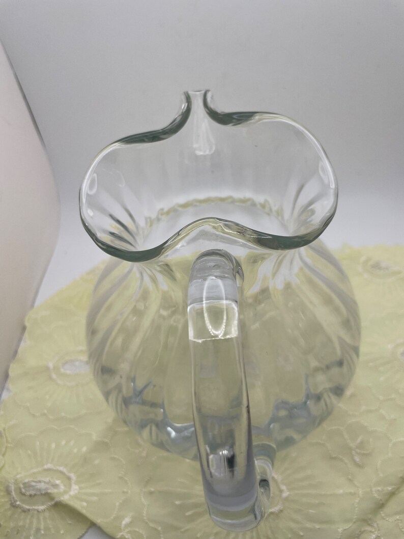 Hand Blown Ribbed Glass Pitcher - Etsy