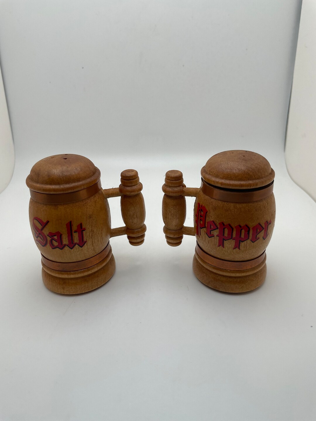 Vintage Wood Steins Salt and Pepper Shakers - Etsy