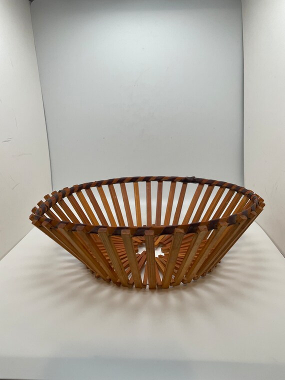 MCM Wooden Slat Bowl - Etsy