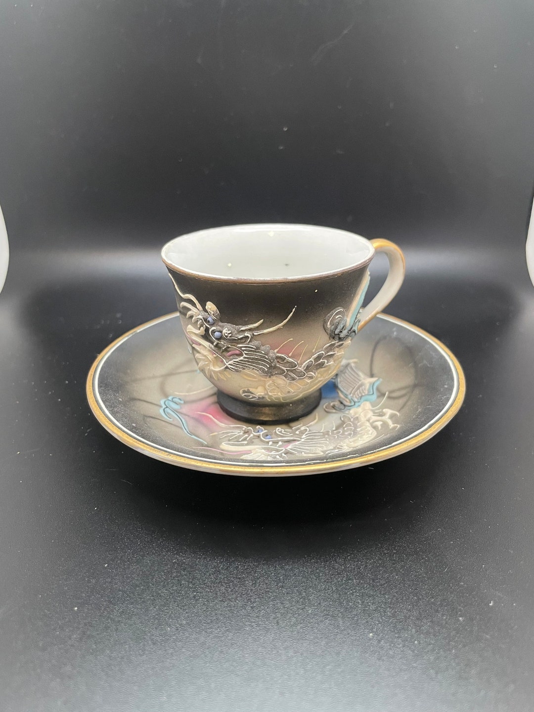Vintage Japanese Moriage Dragonware Demitasse Cup and Saucer Set - Etsy