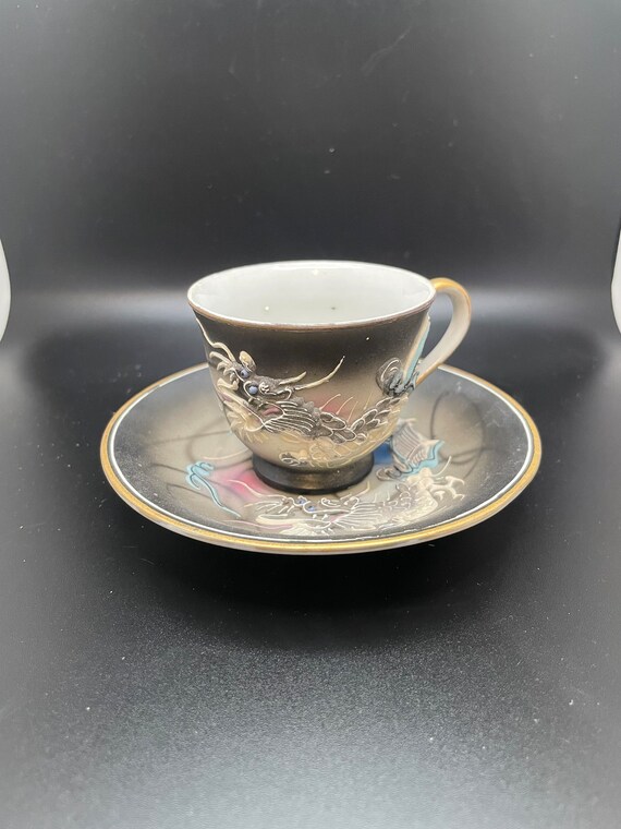 Vintage Japanese Moriage Dragonware Demitasse Cup and Saucer - Etsy