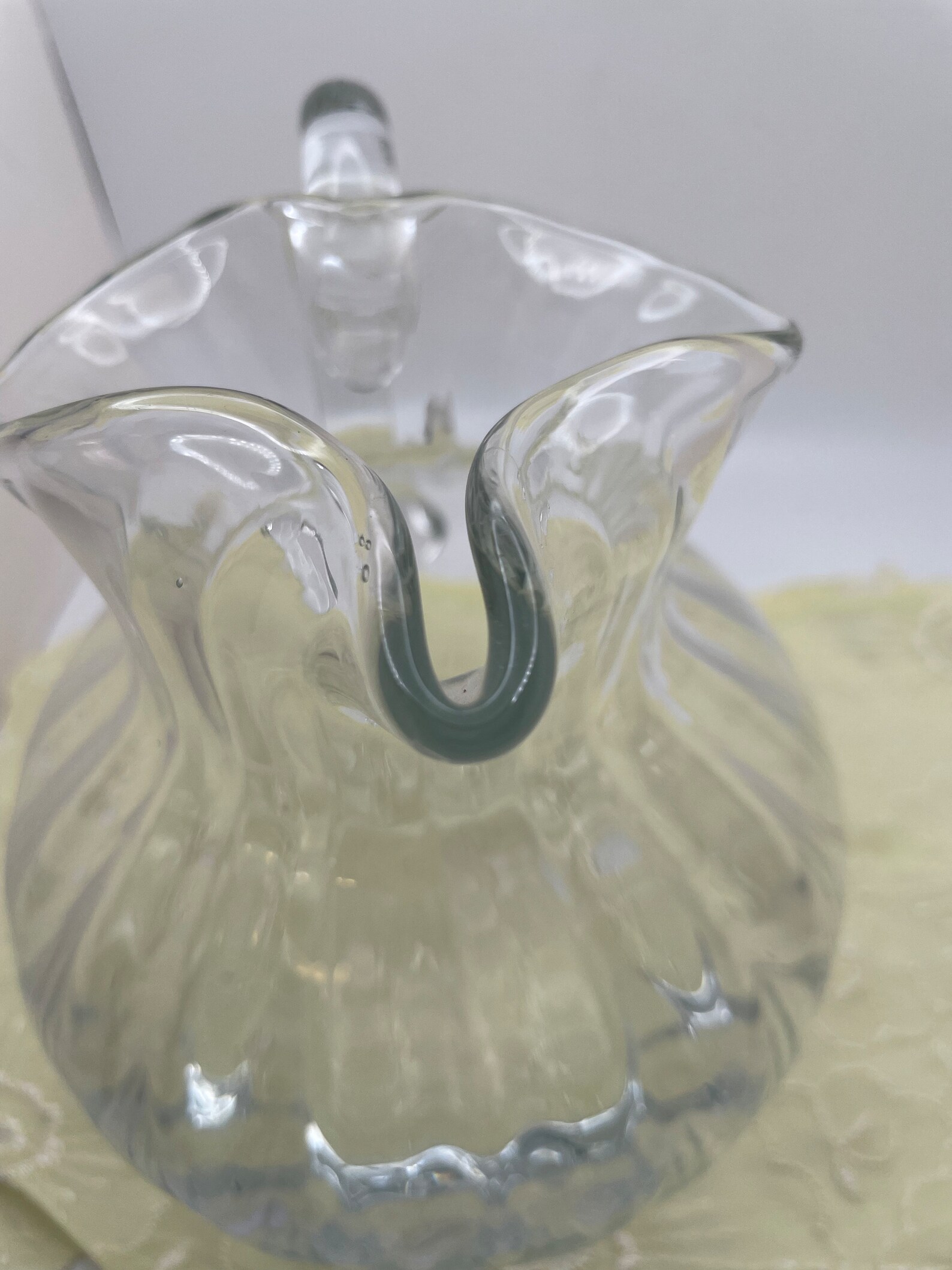 Hand Blown Ribbed Glass Pitcher - Etsy