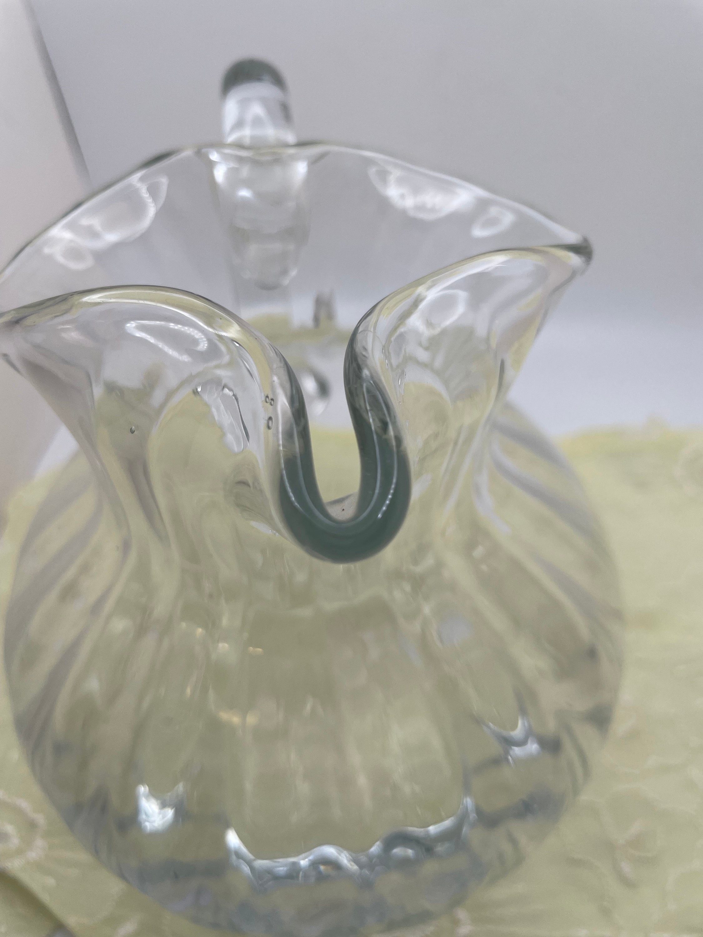 Hand Blown Ribbed Glass Pitcher - Etsy