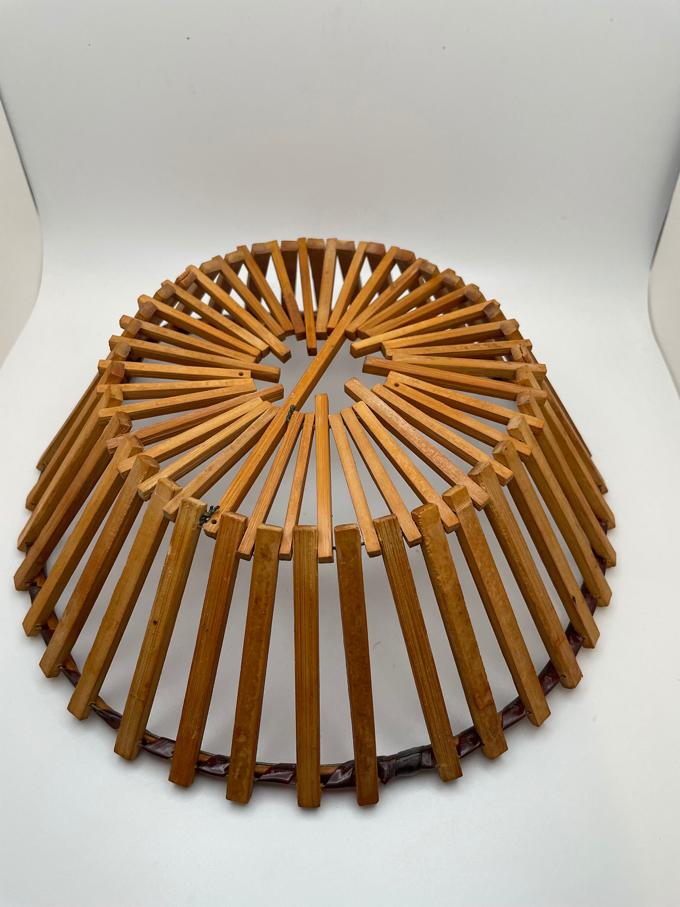 MCM Wooden Slat Bowl - Etsy