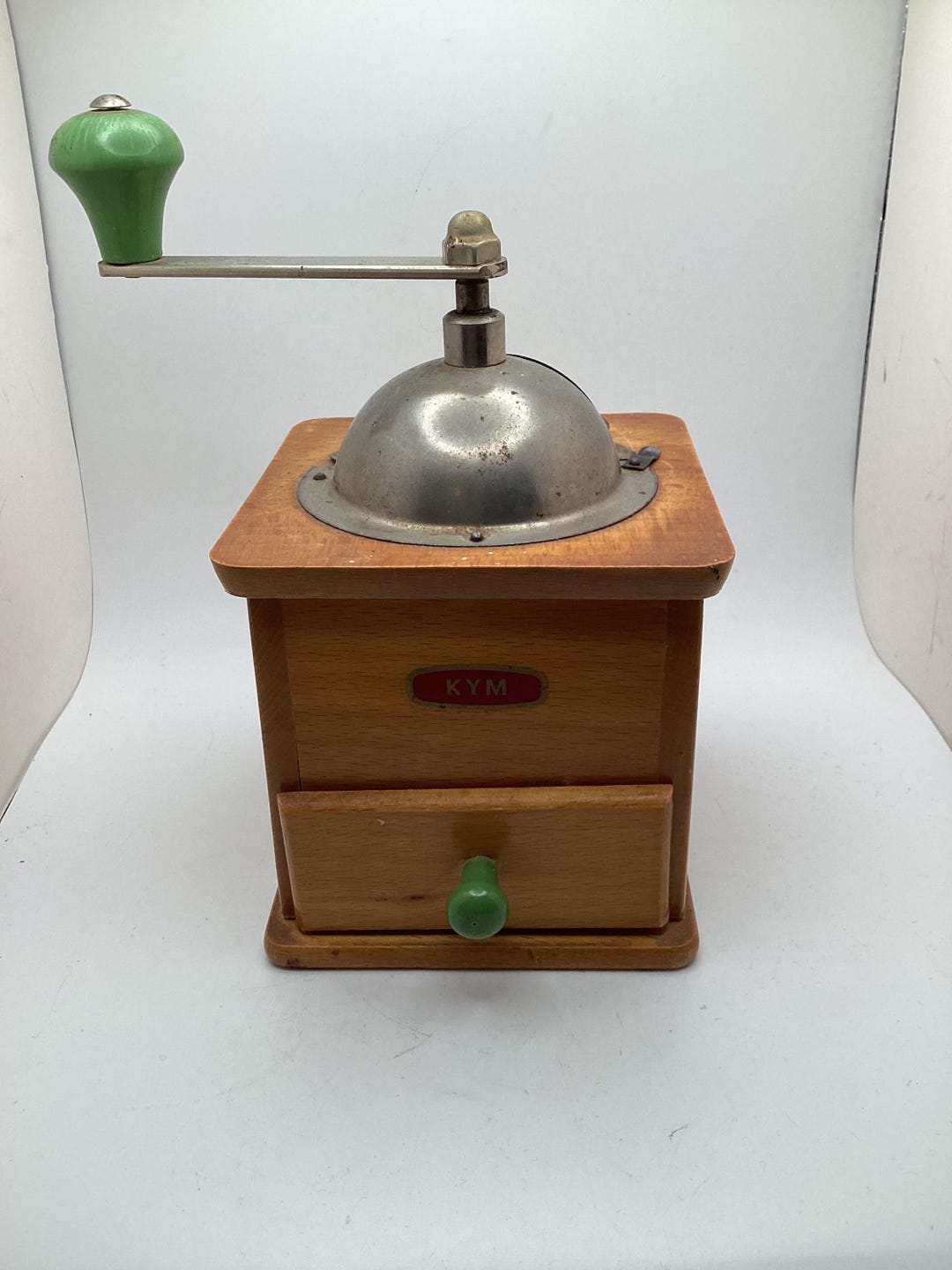 Vintage KYM Wood and Metal Coffee Grinder - Etsy