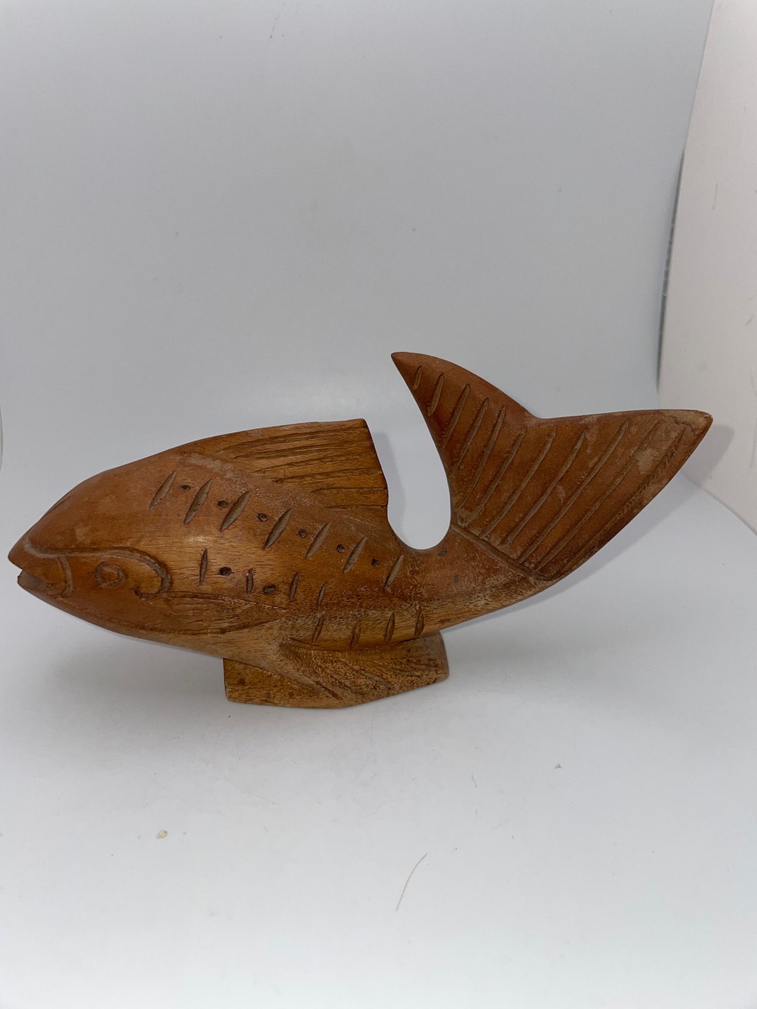 Vintage Carved Wooden Fish - Etsy