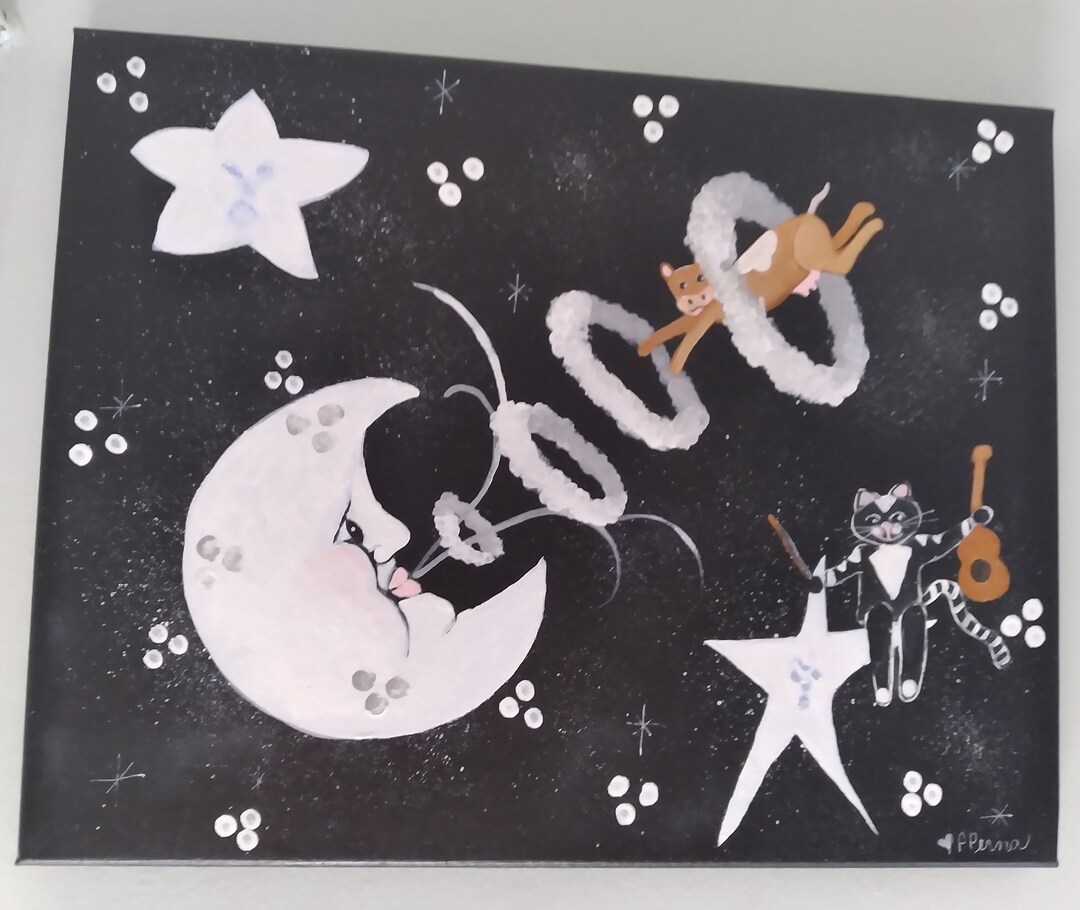 Hey Diddle Diddle Original Art on Canvas - Etsy