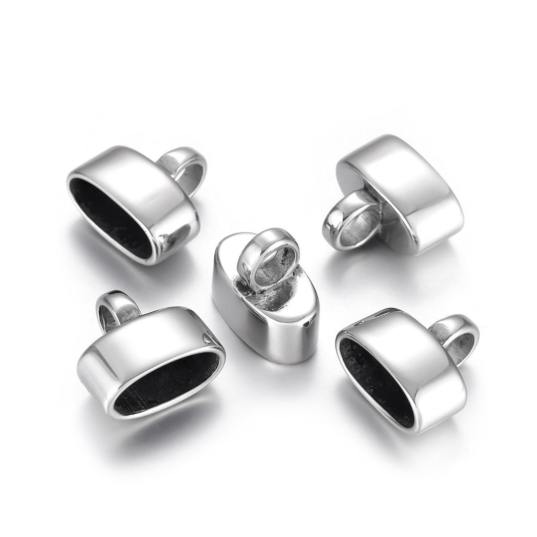 Stainless Steel End Cap Bead for 12x6mm Cord, End Bead With Loop , End ...