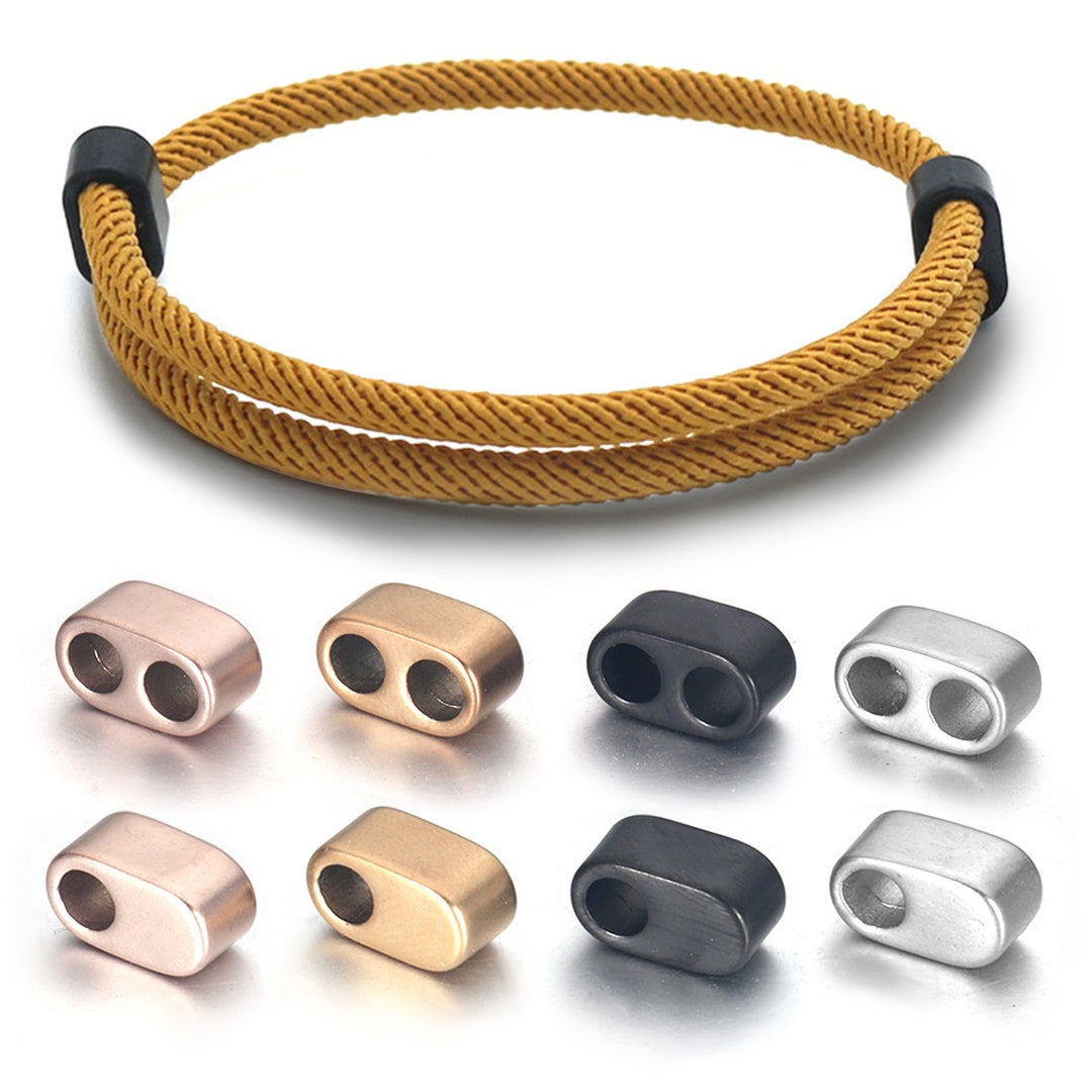 Stainless Steel End Cap Connector , 3mm 4mm Hole for Leather Bracelet ...