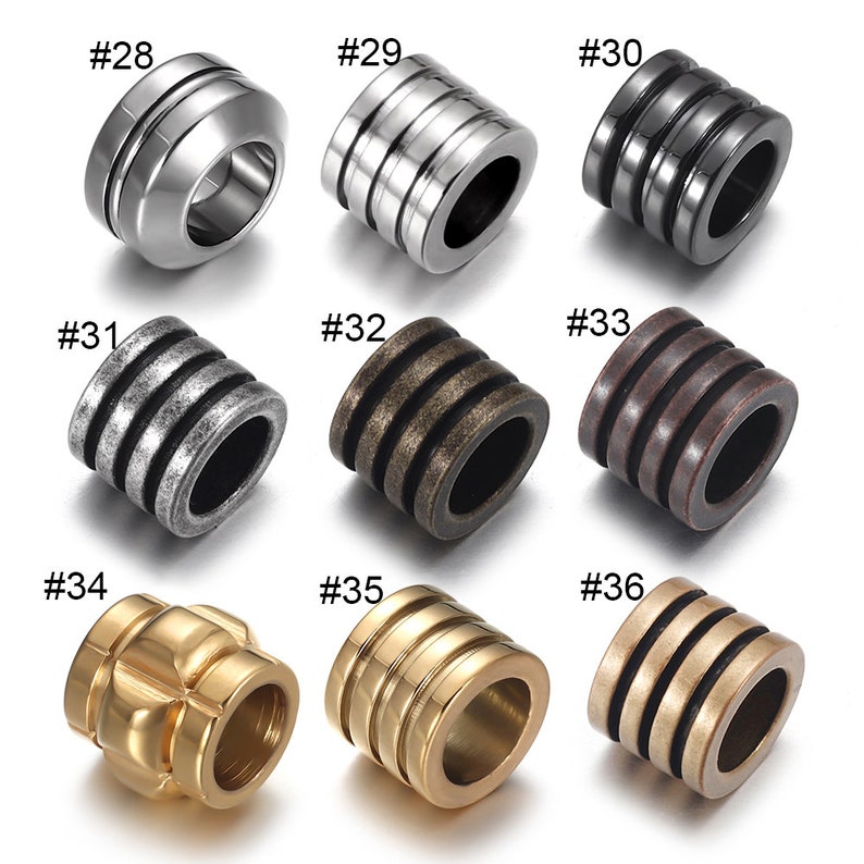 Stainless Steel 6.5mm Hole Beard Hair Beads , Leather Bracelets Making ...