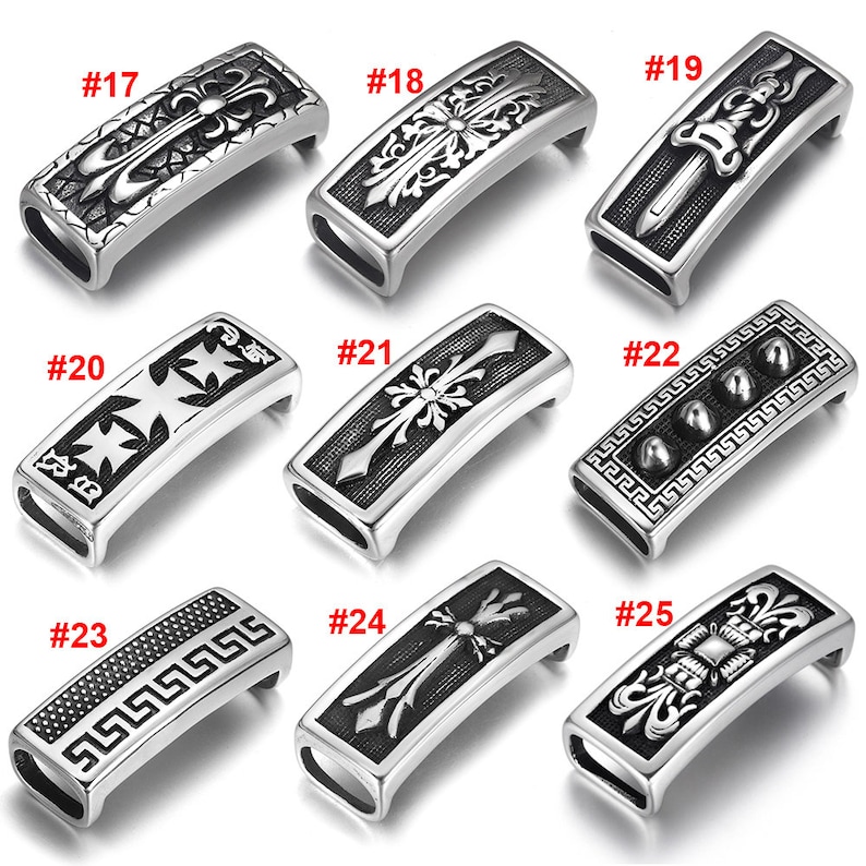 Stainless Steel Patterned Slide Beads Charms Fit 12x6mm - Etsy