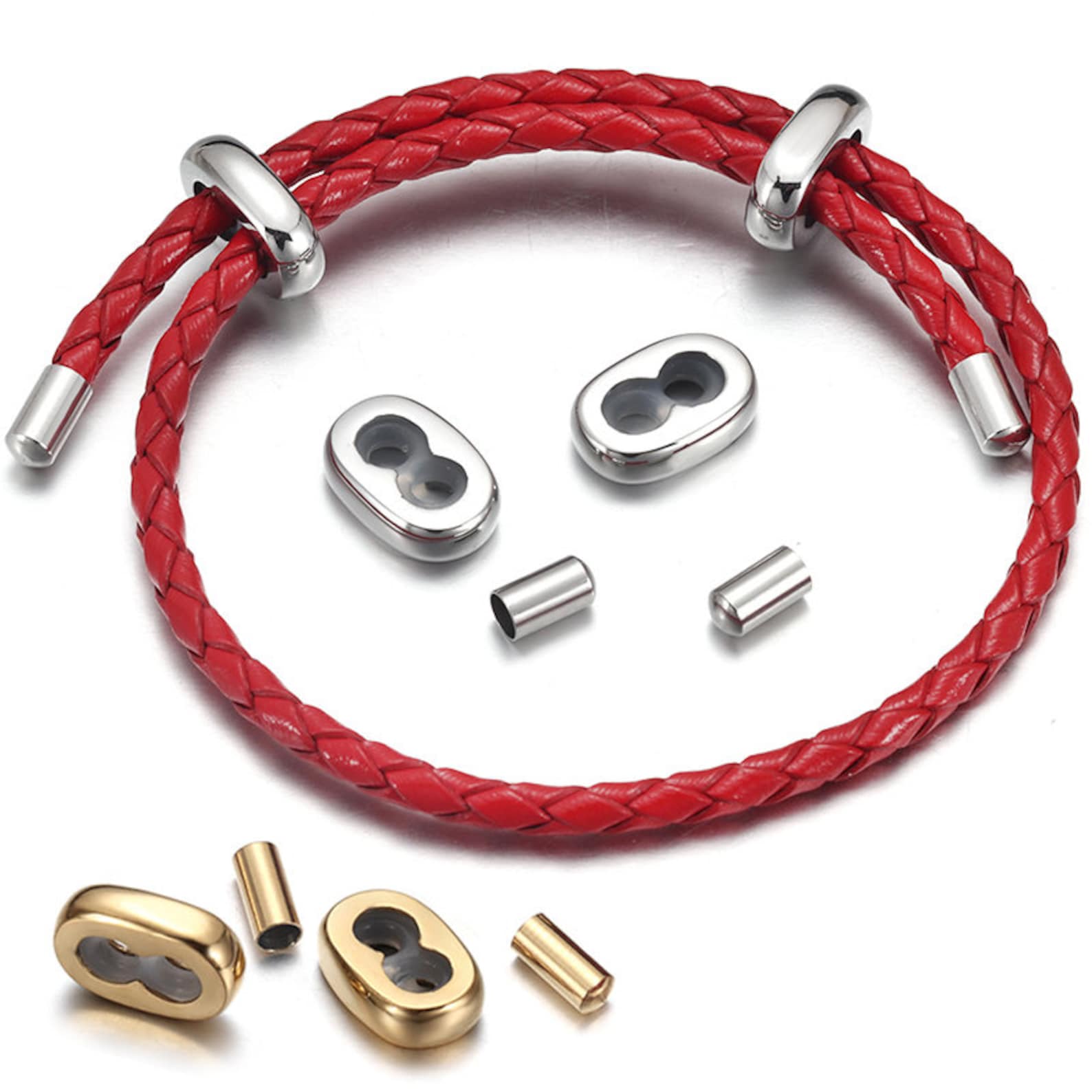 5sets 18K Gold Stainless Steel Adjustable Clasp , Charms for 3mm ...