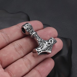 Thor's Hammer Mjolnir Stainless Steel Pendant, Viking Jewelry, Slightly ...