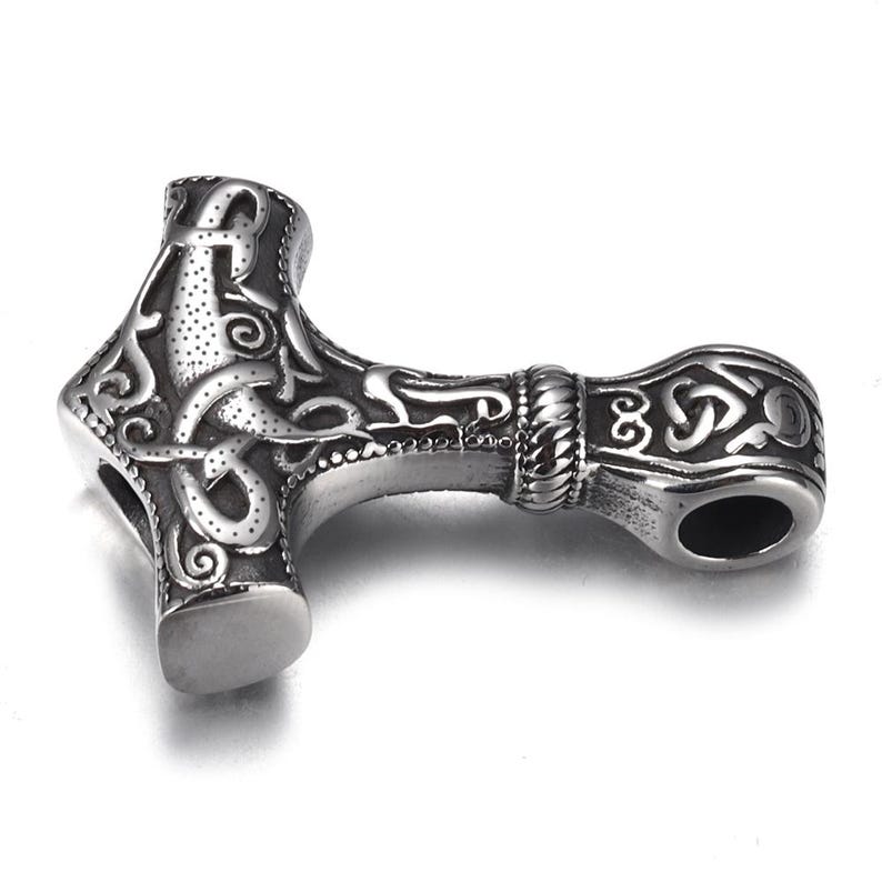 Thor's Hammer Mjolnir Stainless Steel Pendant, Viking Jewelry, Slightly ...
