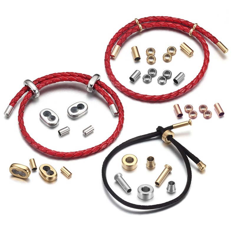 5sets 18K Gold Stainless Steel Adjustable Clasp , Charms for 3mm ...