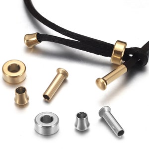 5sets 18K Gold Stainless Steel Adjustable Clasp , Charms for 3mm ...