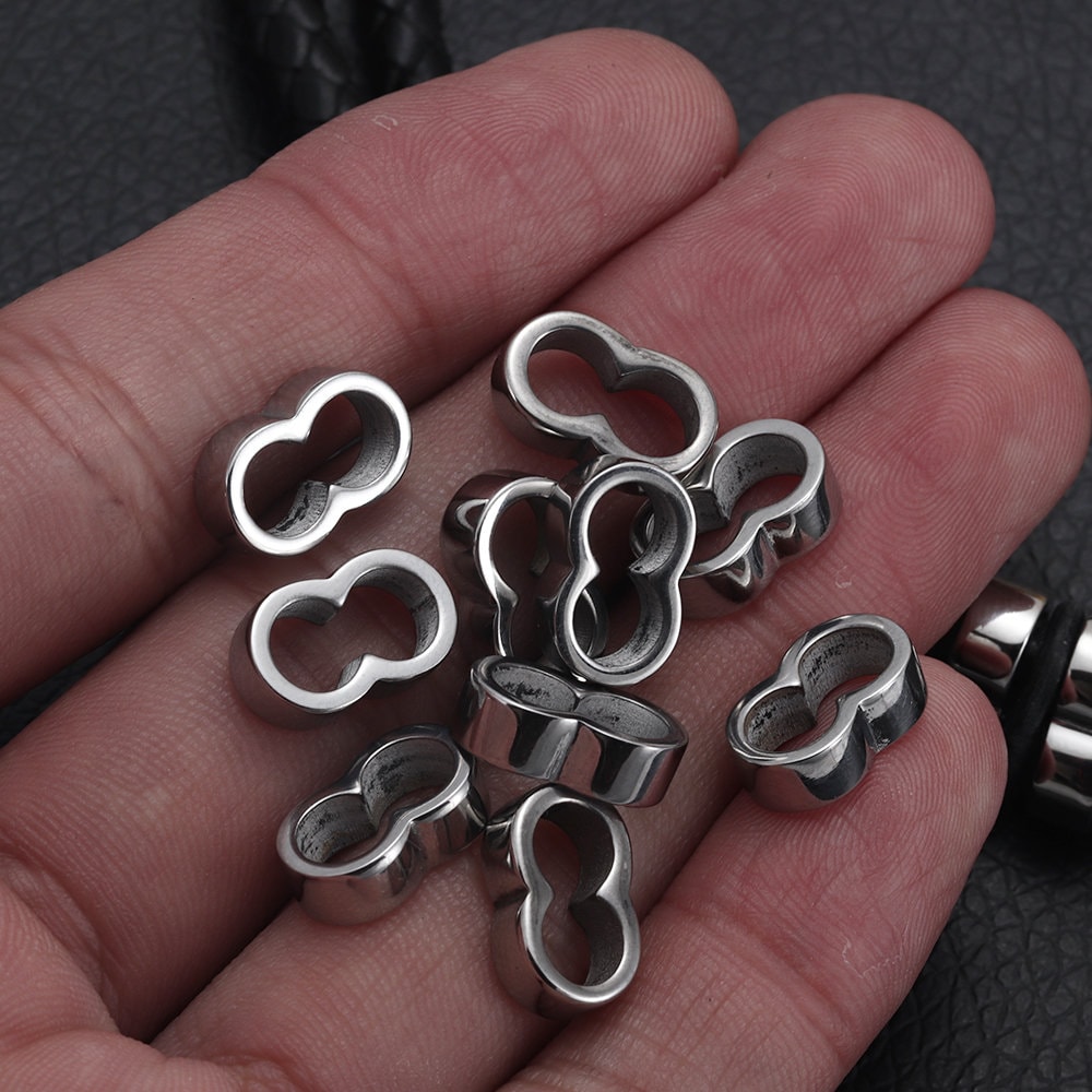 10pcs Double Hole Stainless Steel Beads for Leather Bracelet,spacer ...