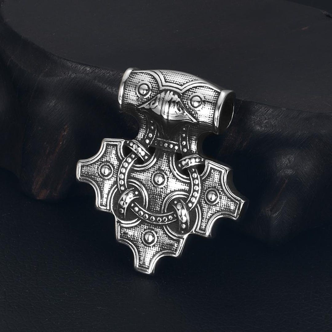 Hiddensee Cross Stainless Steel Viking Pendant, Thor's Hammer-christian ...