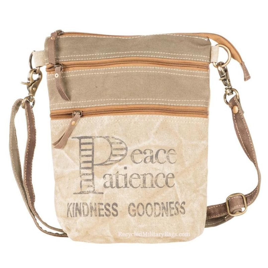 Peace & Patience Crossbody Boho Bag Purse Repurposed Military Tent ...