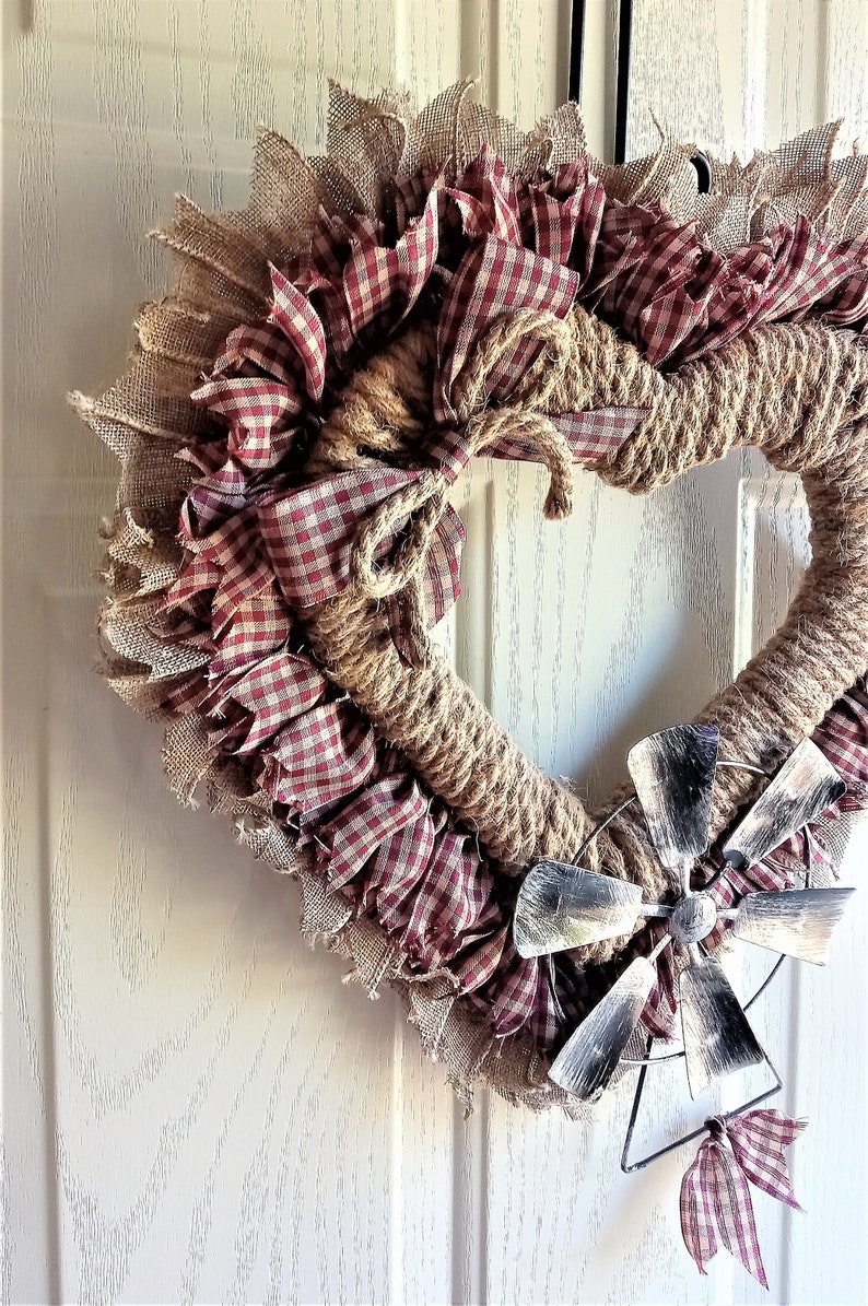 Country Heart Wreath, Rustic Heart Wreath, Farm Heart Wreath, Heart ...