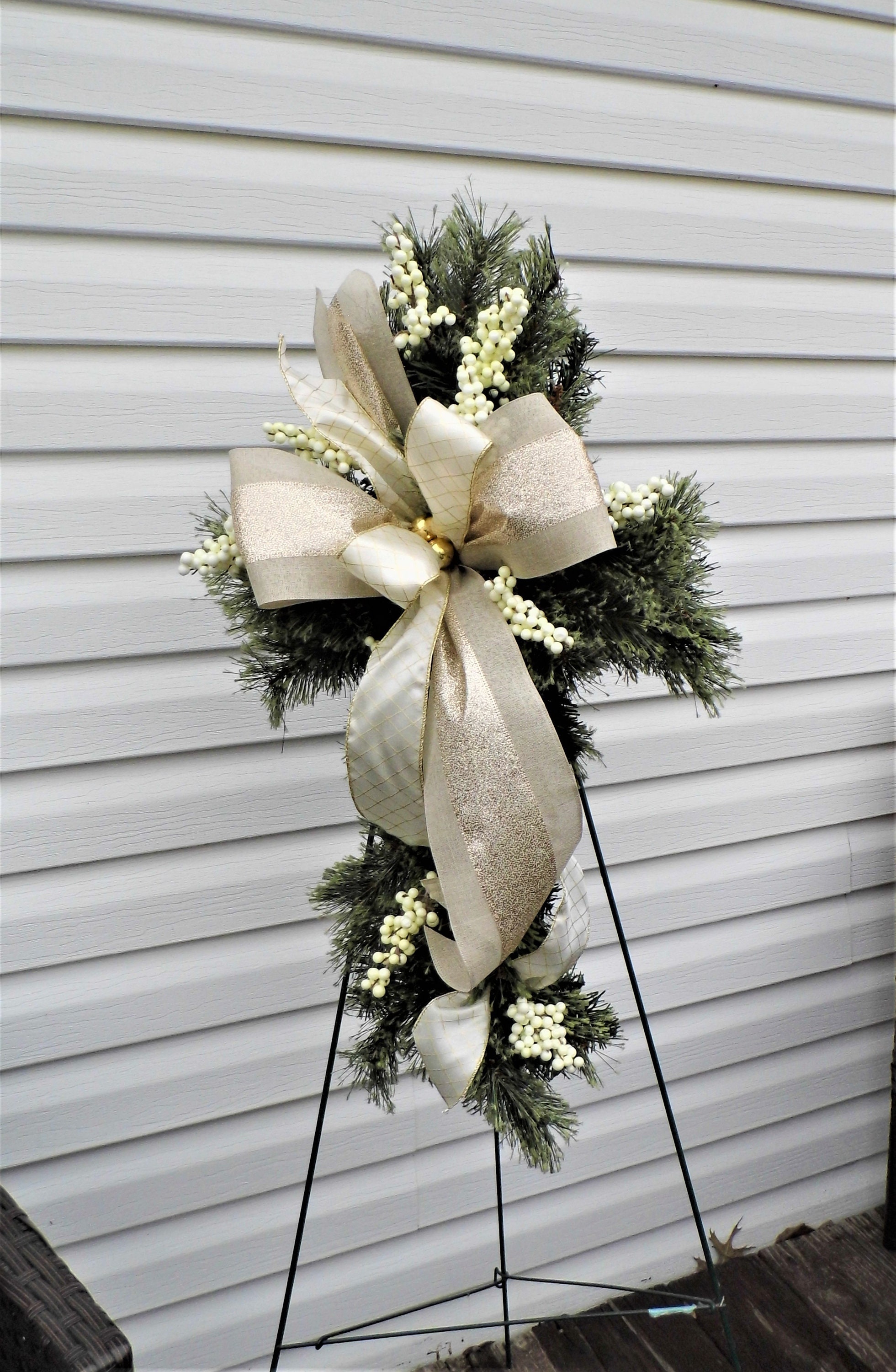 Ivory Berry Cross, Winter Cross, Cemetery Cross, Funeral Cross, Easter ...