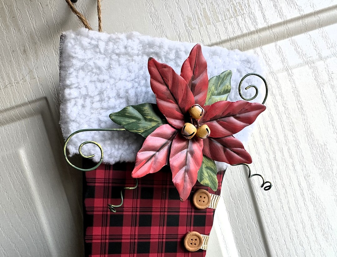 Christmas Boot, Poinsettia Boot, Granny Style Boot, Old English Holiday ...