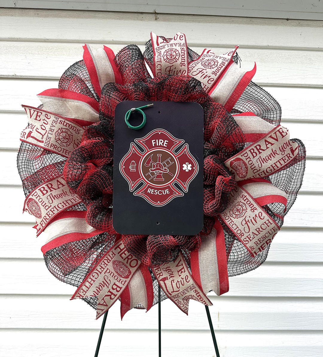 Fireman FIRE Rescue Wreath With Hose, Fireman, Rescue, EMS Wreath ...
