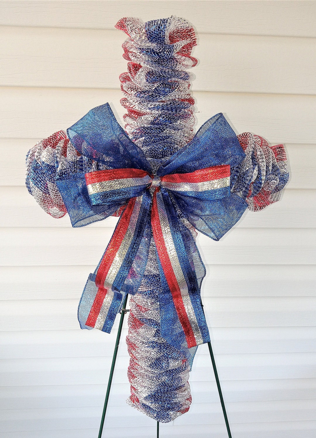 Patriotic Cross, Memorial Cross, Patriotic Flag Wreath, Veteran's Cross ...