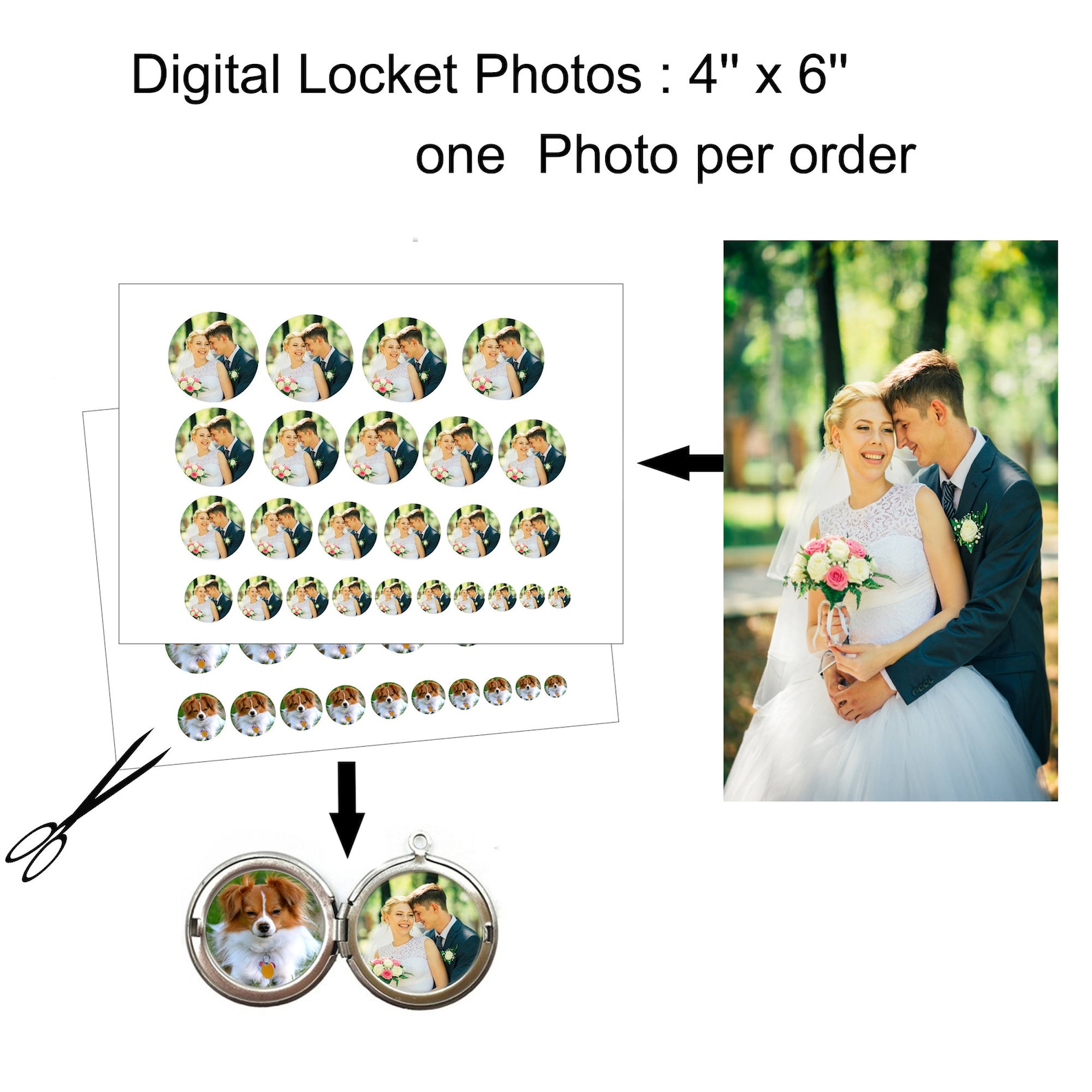 Custom Digital Photo Print Circle Shaped Locket Size Photo Digital ...