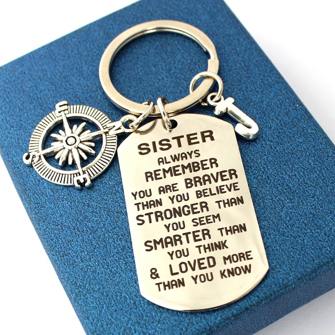 Keychain for Sister,best Sister, Compass, Keyring, Keychain,gift for ...