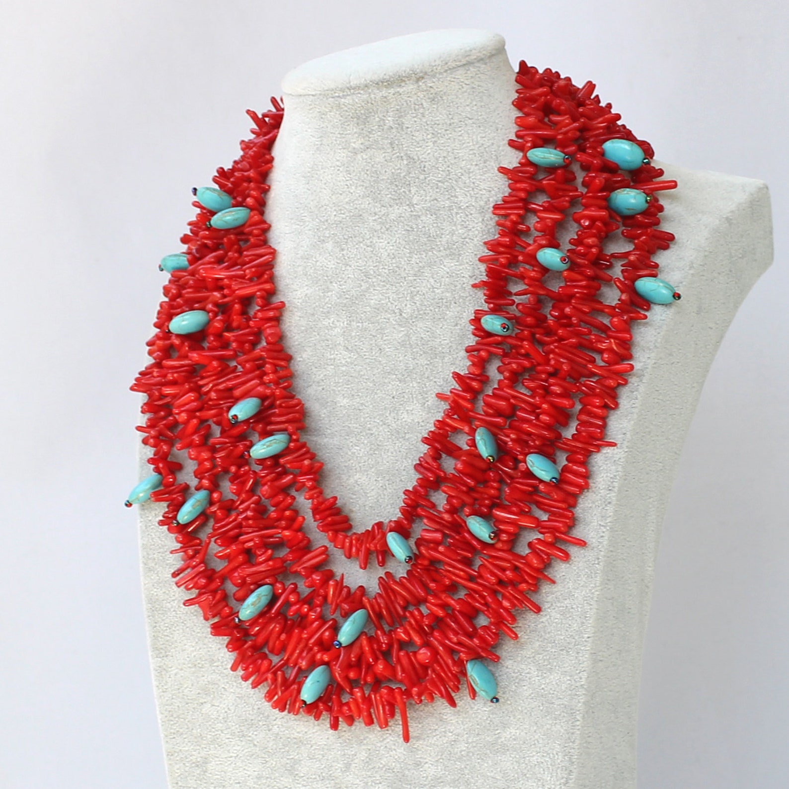 Collier de corail multicouche collier turquoise collier de - Etsy France
