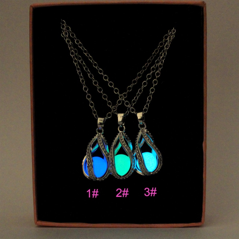 Glowing Necklace Glow in the Dark Necklace Glowing Crystal | Etsy