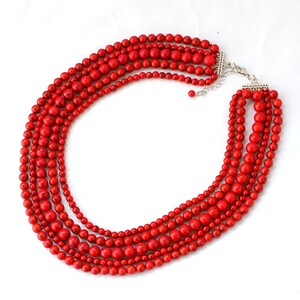 Red Multi-layered Turquoise Necklace Gift for Women,turquoise Necklace ...