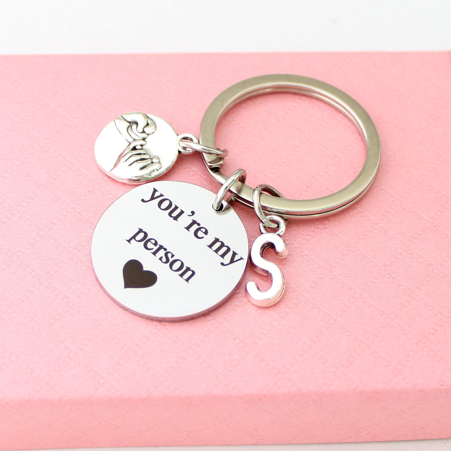 Initial Keychainpinky Promise You're My Person Keychain - Etsy