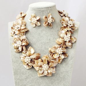 Natural Shell Flower Necklace Pearl Necklace Choker Necklace Shell ...