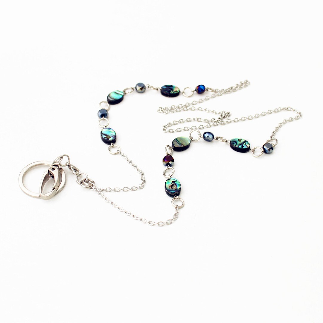 ID Badge Lanyard, Abalone Shell Crystal ID Necklaces Lanyards for Keys ...