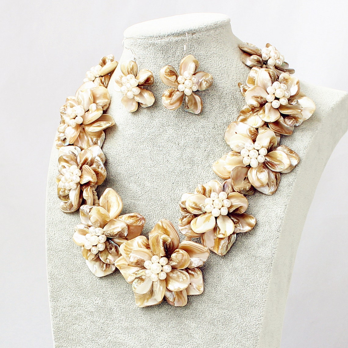 Natural Shell Flower Necklace Pearl Necklace Choker Necklace Shell ...