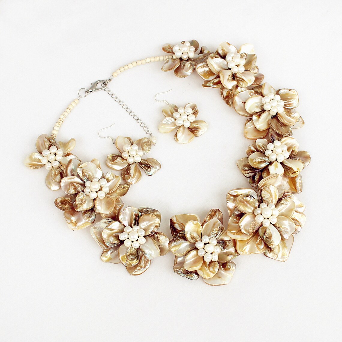 Natural Shell Flower Necklace Pearl Necklace Choker Necklace Shell ...