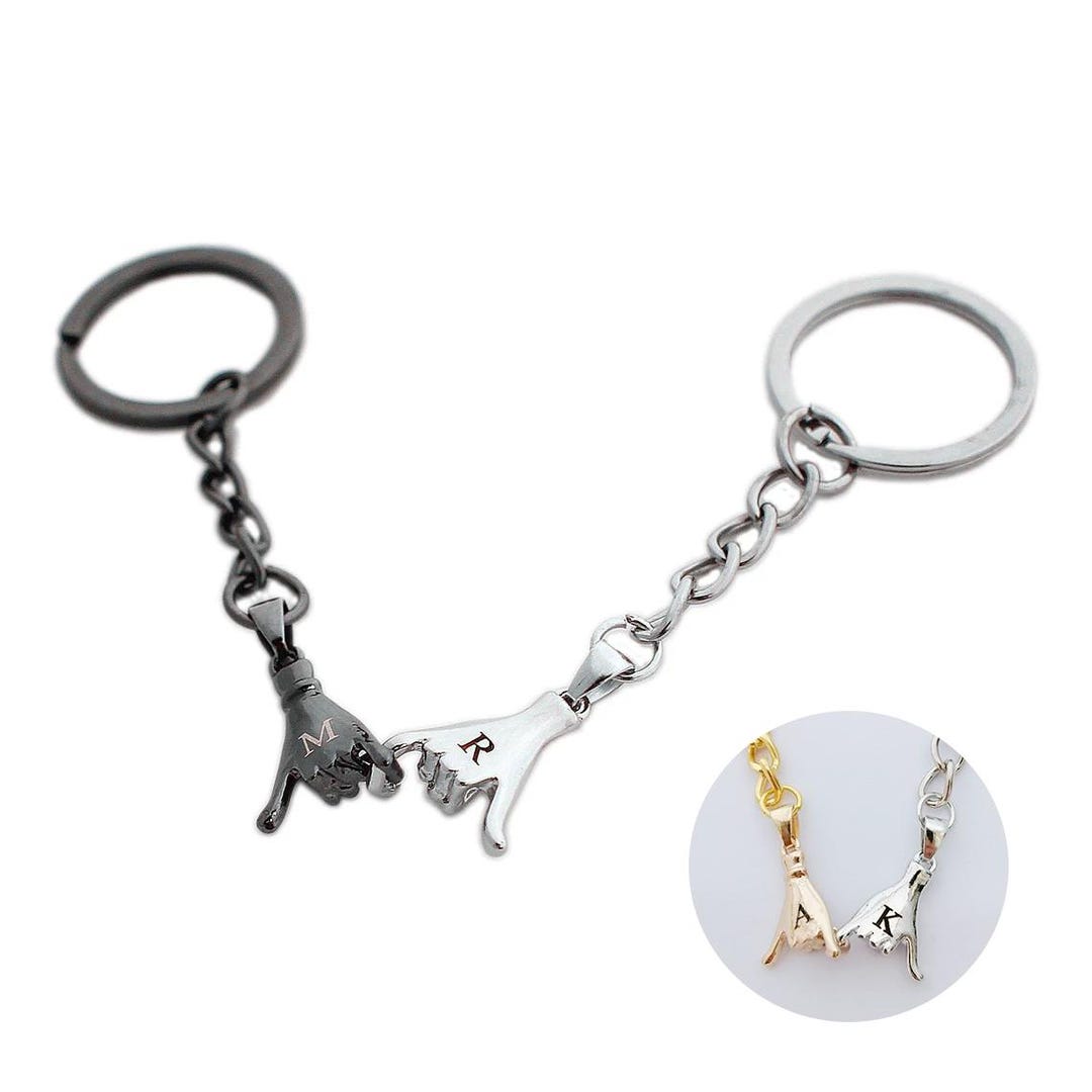 Set of 2 Pinky Promise Matching Couple Keychains Keychain for Best ...
