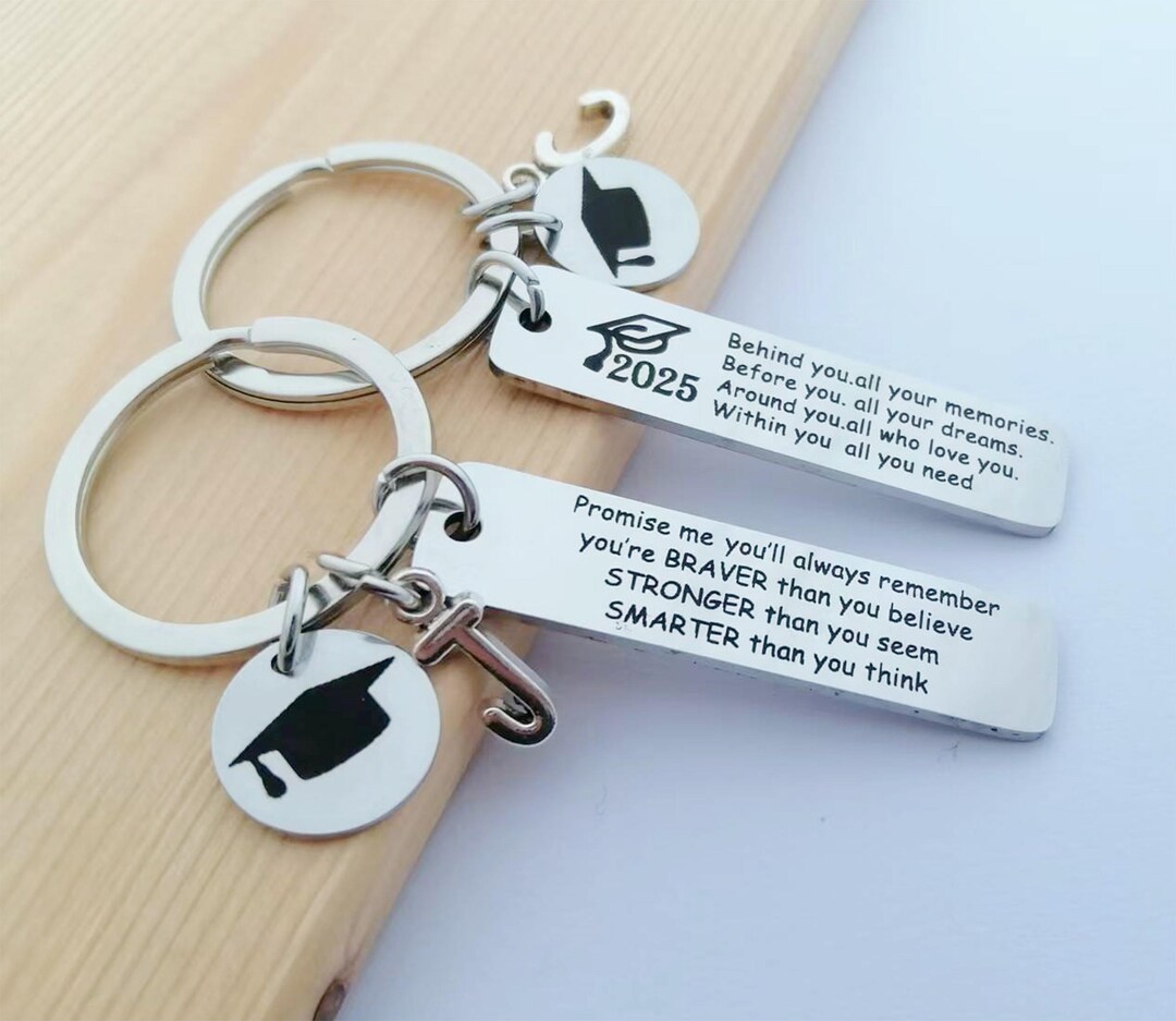 Custom Initial Graduation Keychain: Inspirational Stainless Steel ...