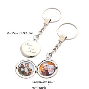Custom Engraved Lockets Keychain With Photo-personalized Locket ...