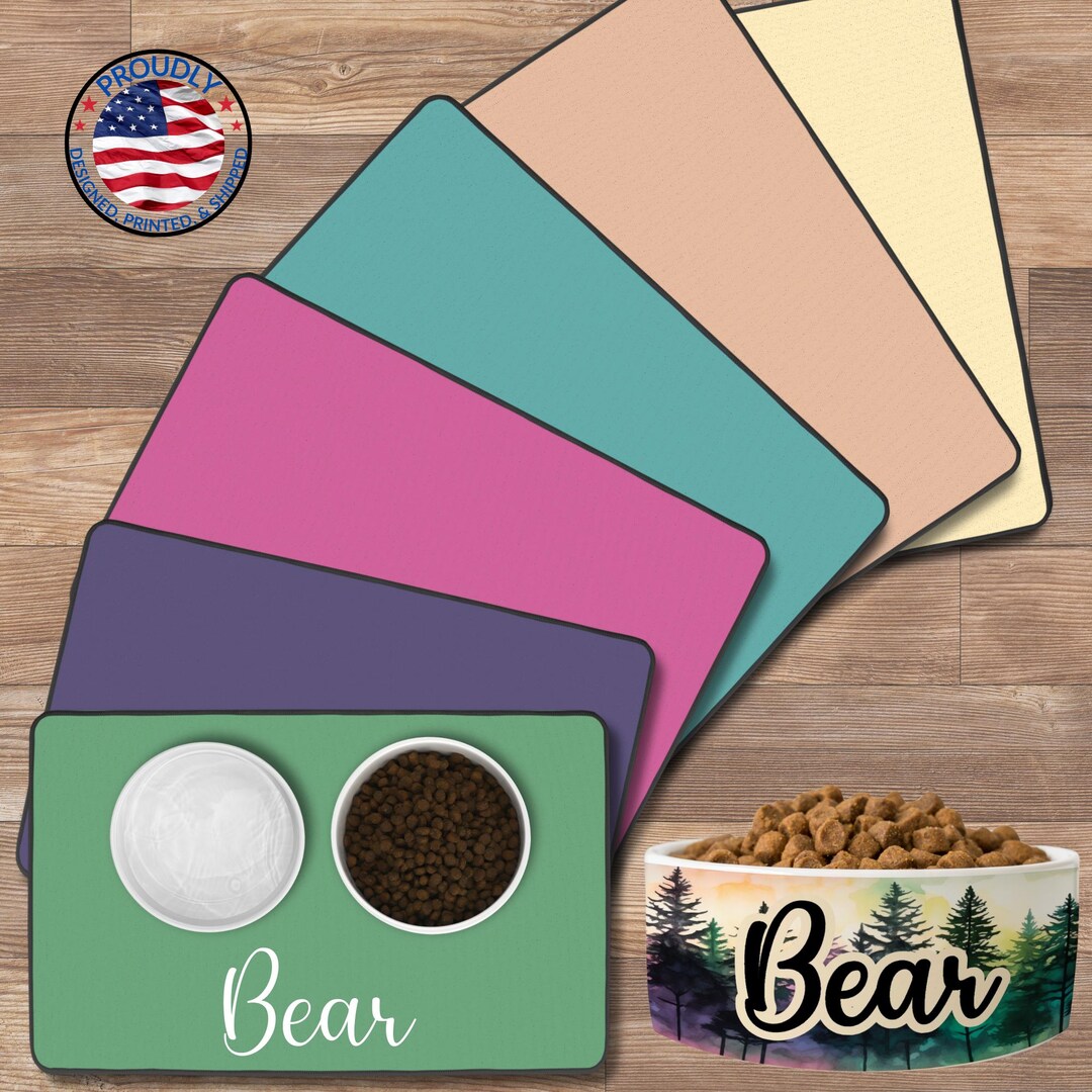 Custom Dog Pet Mat Placemat Gift, Alaskan Mountain Forest Trees ...
