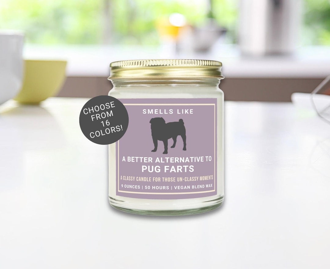 Funny Pug Smells Like Candle, Pug Fart Gag Gift, Vegan Scented Candle ...
