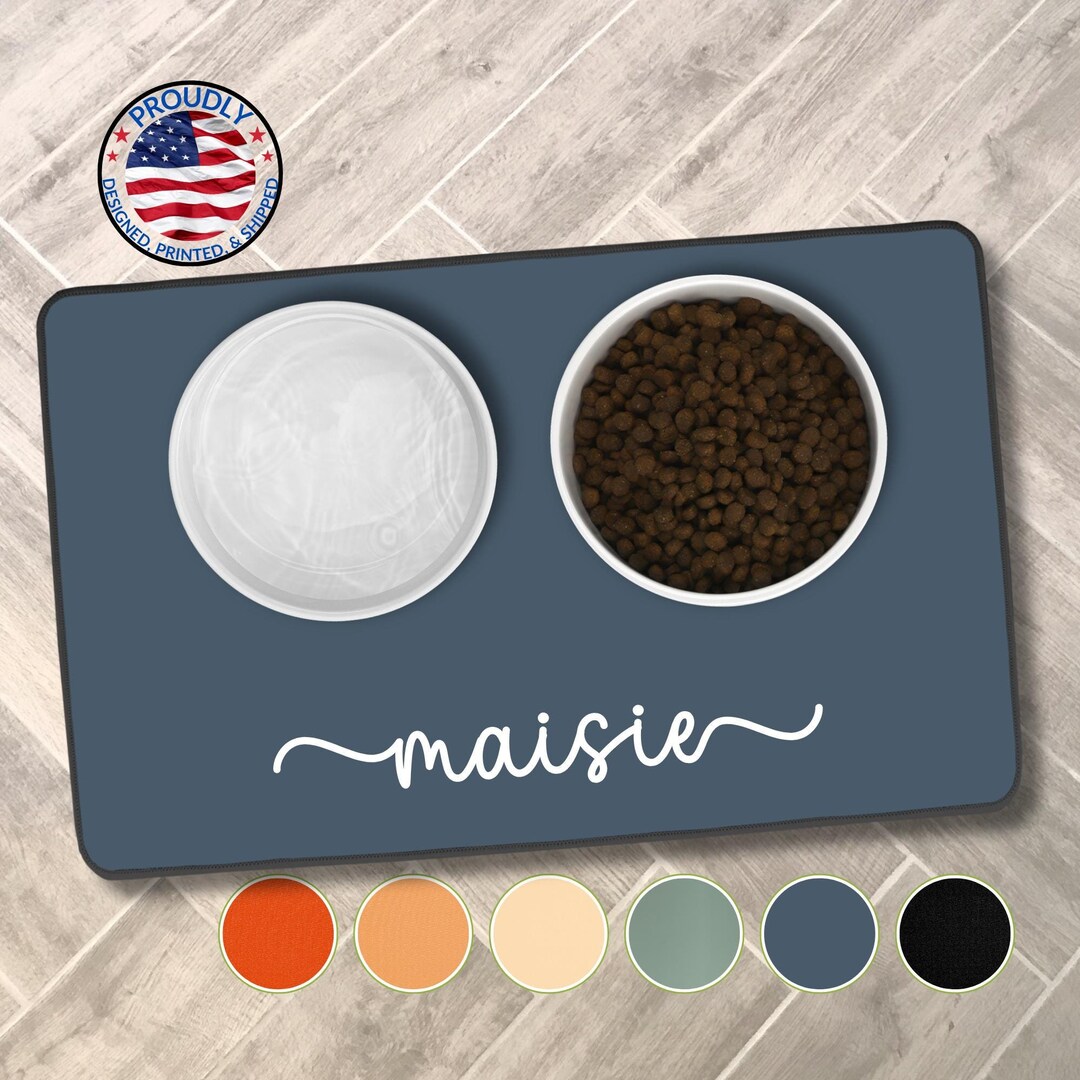 Custom Pet Dog Food Mat With or W/o Fringe Non-slip Personalized Dog ...