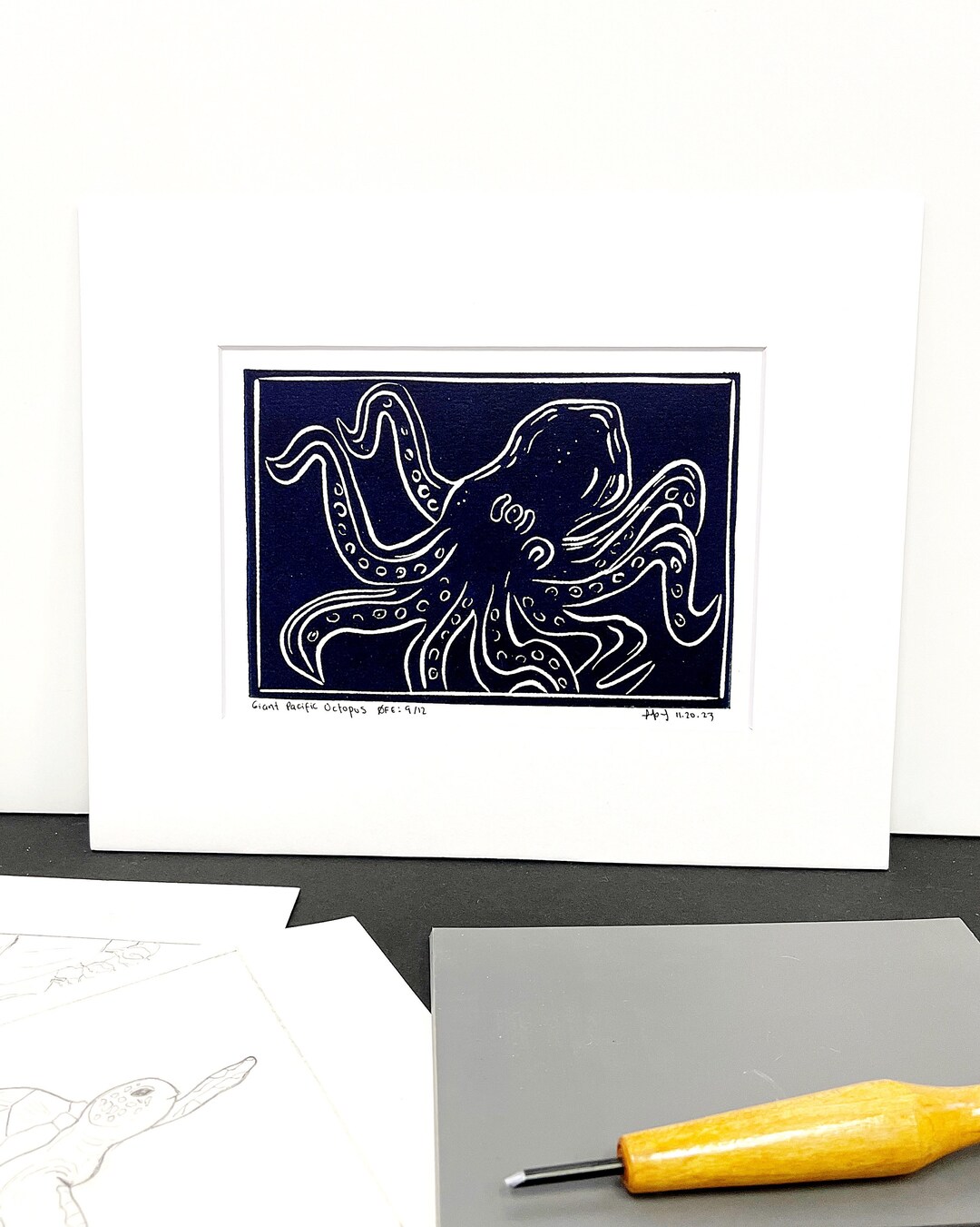 Gian Pacific Octopus Original Linocut Print - Etsy