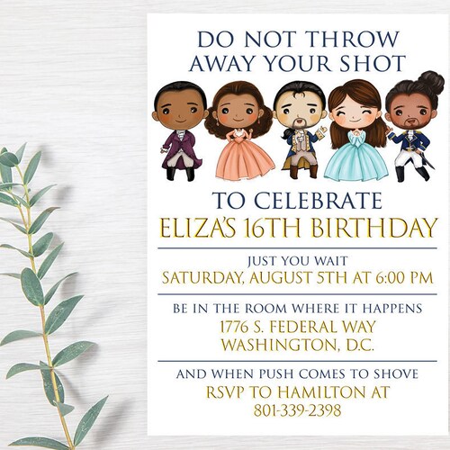 PRINTABLE Hamilton Birthday Party Invitation Hamilton Musical - Etsy Canada