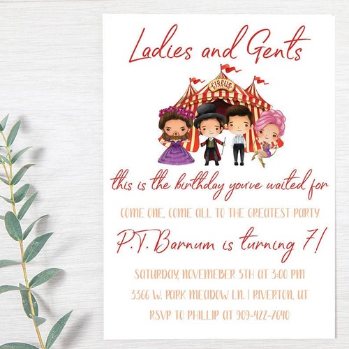THE GREATEST SHOWMAN Birthday Invitation - Etsy